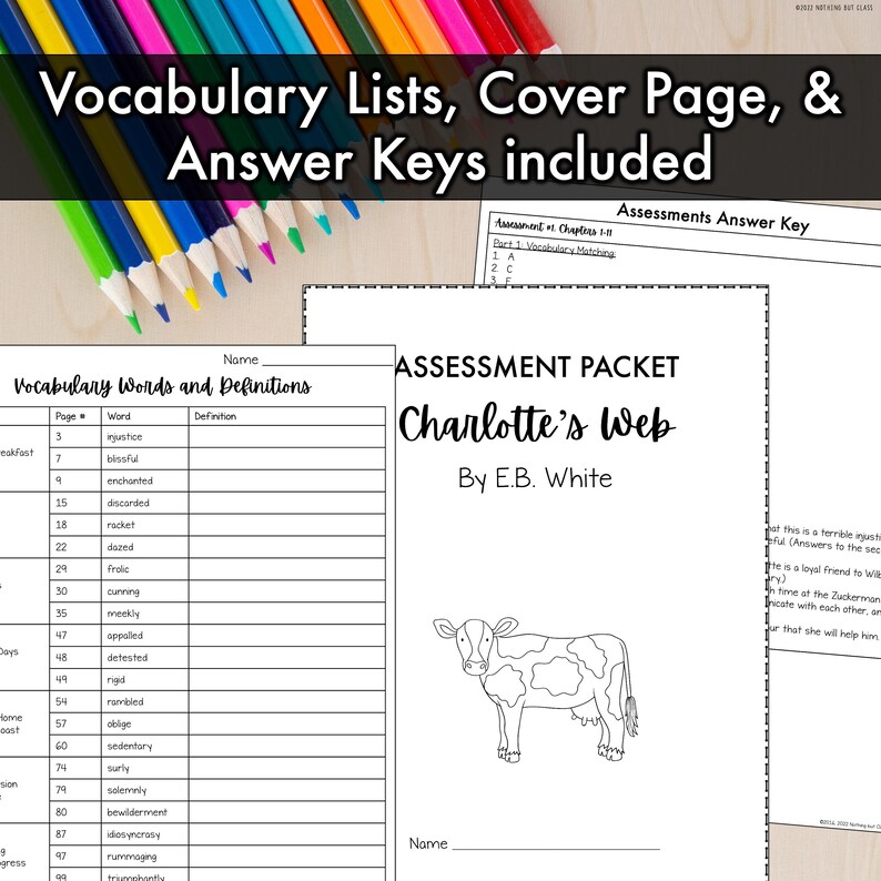 Charlotte's Web Tests | Quizzes | Assessments - Etsy
