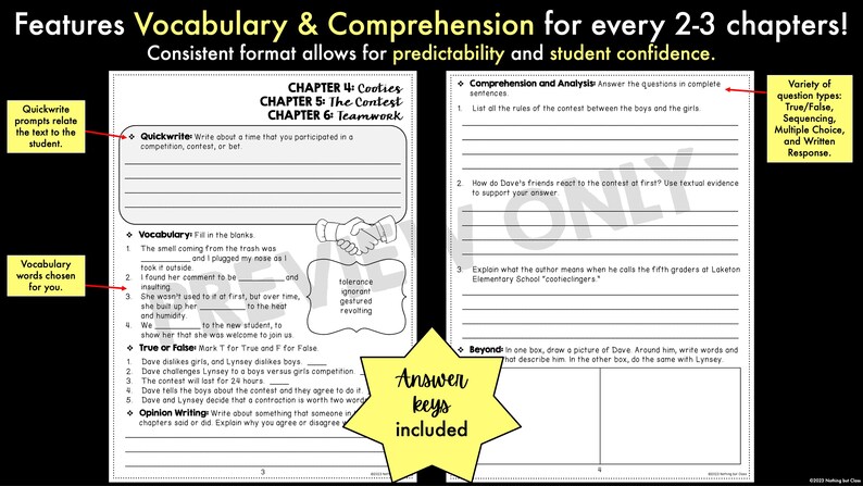 No Talking Novel Study Unit | Literature Guide | Comprehension ...