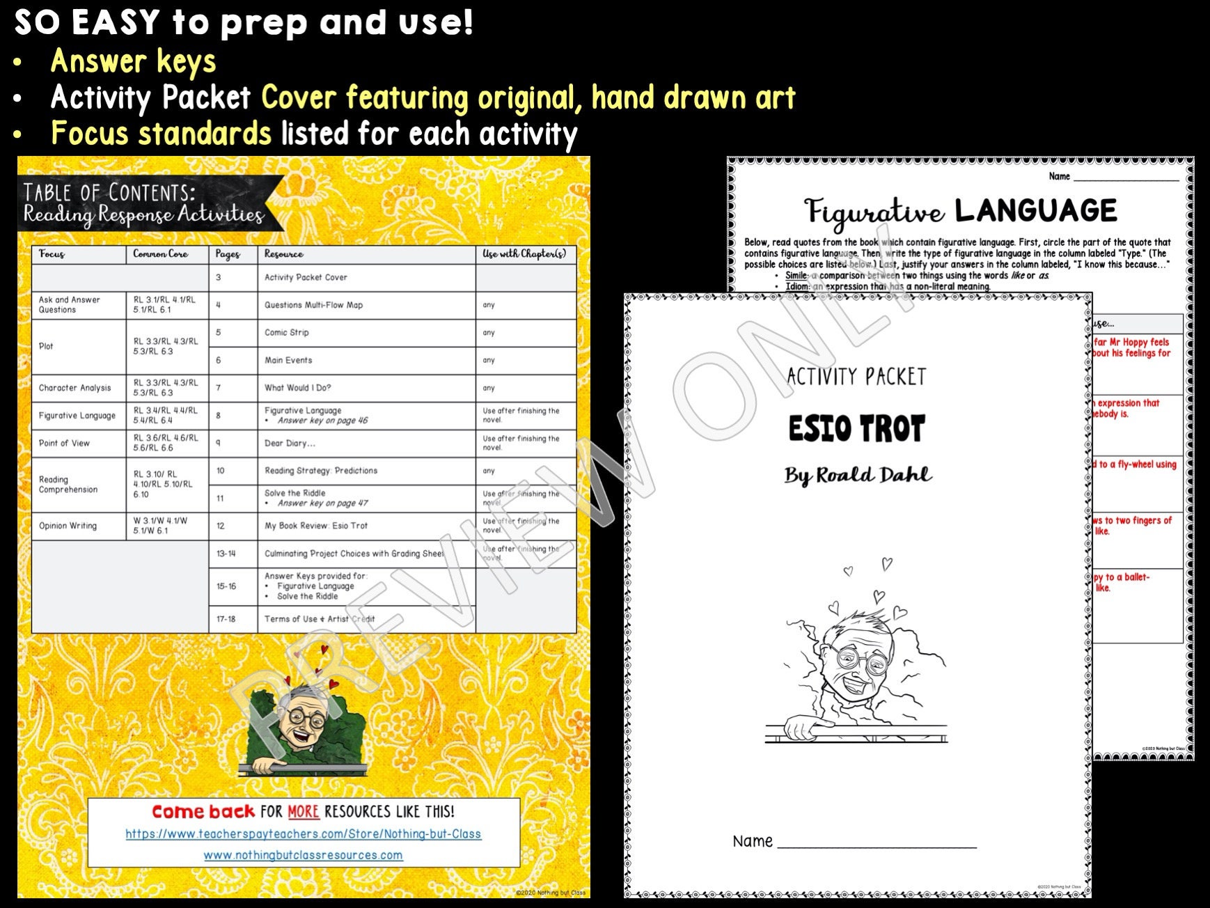 Esio Trot | Reading Response Activities and Projects | Guided Reading ...