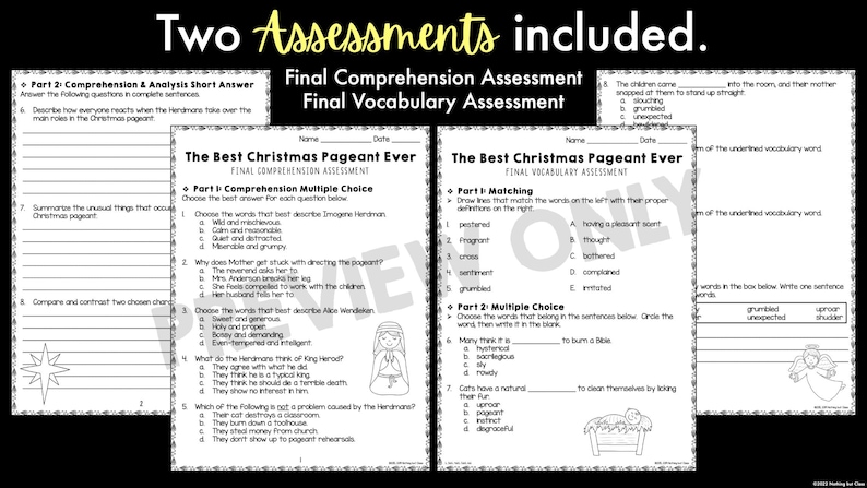 The Best Christmas Pageant Ever Tests | Quizzes | Assessments for Novel ...