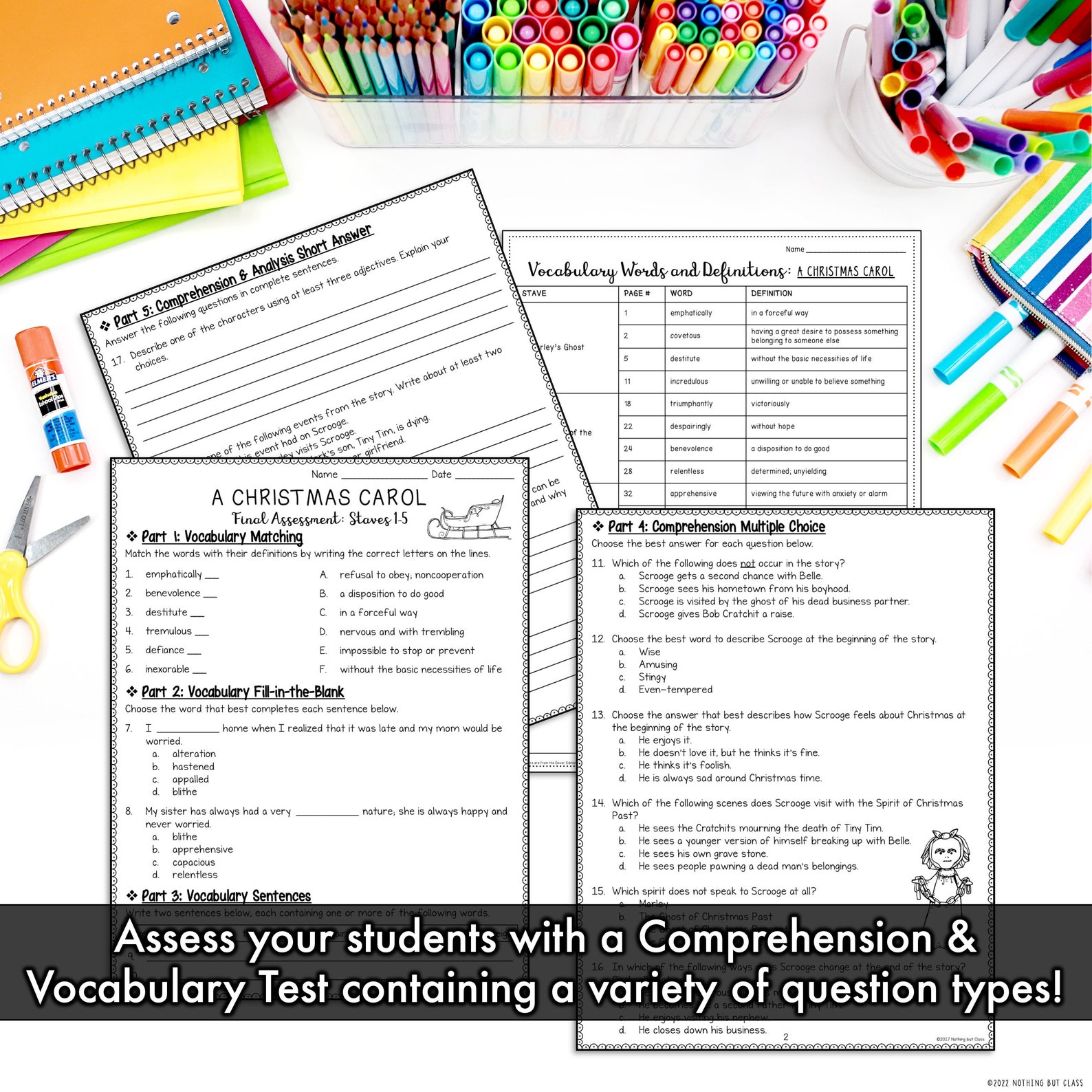 A Christmas Carol Test | Quiz | Assessment - Etsy