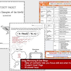 Danny the Champion of the World | Reading Response Activities and ...