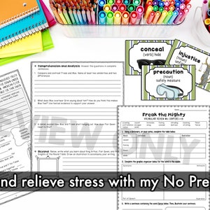 Freak the Mighty Comprehension and Vocabulary by Chapter Guided Reading ...