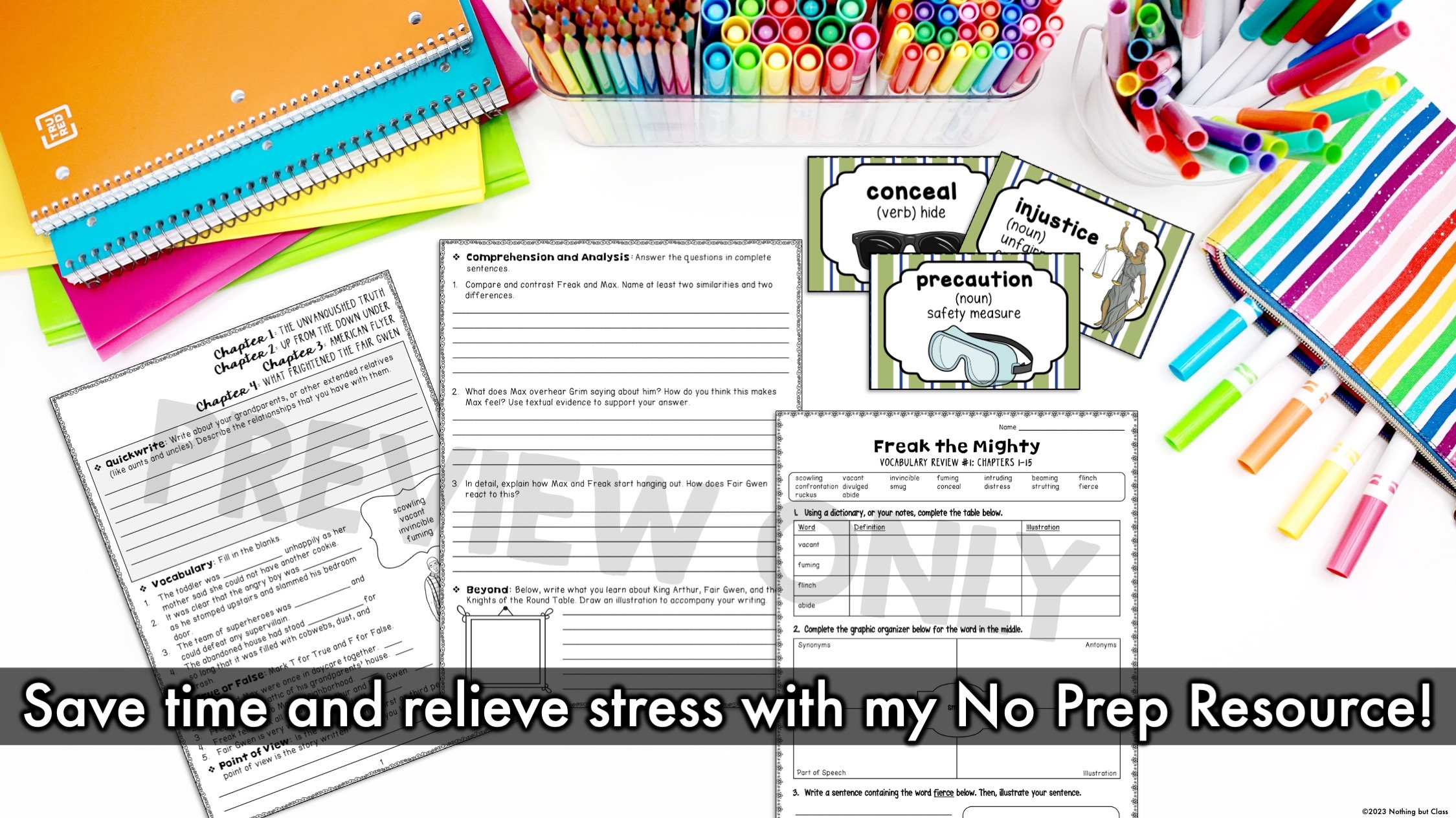 Freak the Mighty Comprehension and Vocabulary by Chapter Guided Reading ...