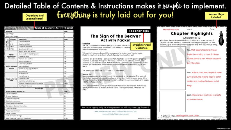 The Sign of the Beaver | Reading Response Activities and Projects ...