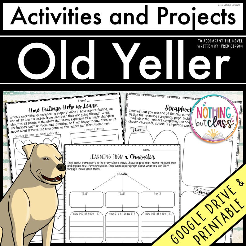 Old Yeller | Reading Response Activities and Projects | Resources for ...