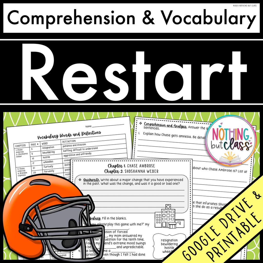 Restart | Comprehension and Vocabulary by Chapter | Guided Reading ...