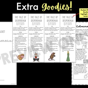 The Tale of Despereaux Novel Study Unit Literature Guide Comprehension ...