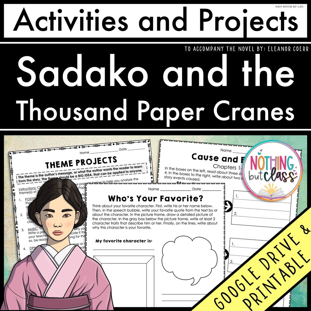 Sadako and the Thousand Paper Cranes | Reading Response Activities and ...