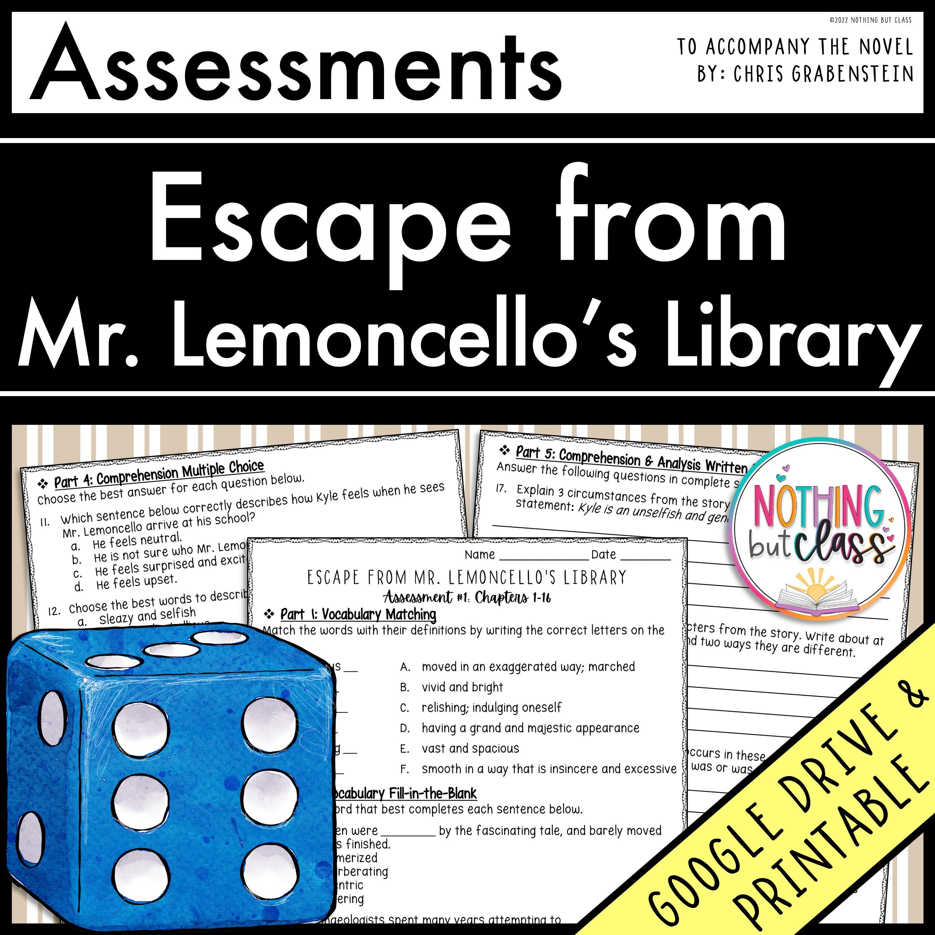 Escape From Mr. Lemoncello's Library - Tests | Quizzes | Assessments ...