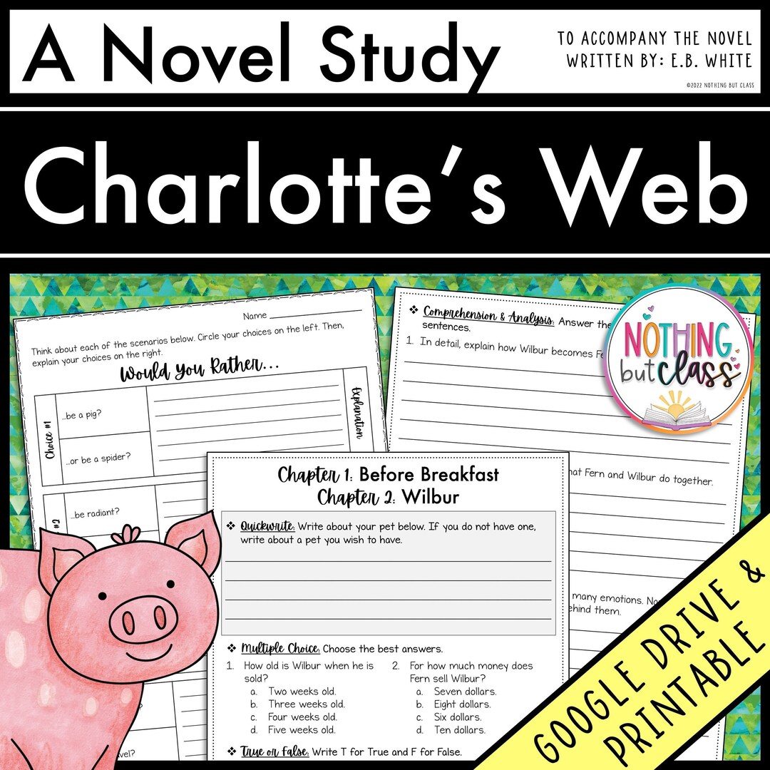 Charlotte's Web Novel Study Unit | Literature Guide | Comprehension ...