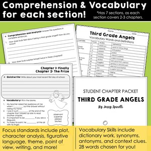 Third Grade Angels | Comprehension and Vocabulary by Chapter | Guided ...