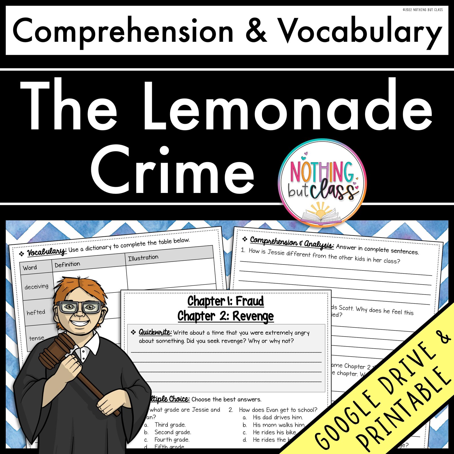 The Lemonade Crime | Comprehension and Vocabulary by Chapter | Guided ...