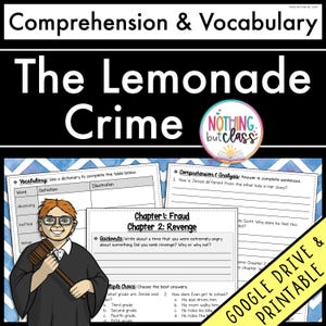 The Lemonade Crime | Comprehension and Vocabulary by Chapter | Guided ...
