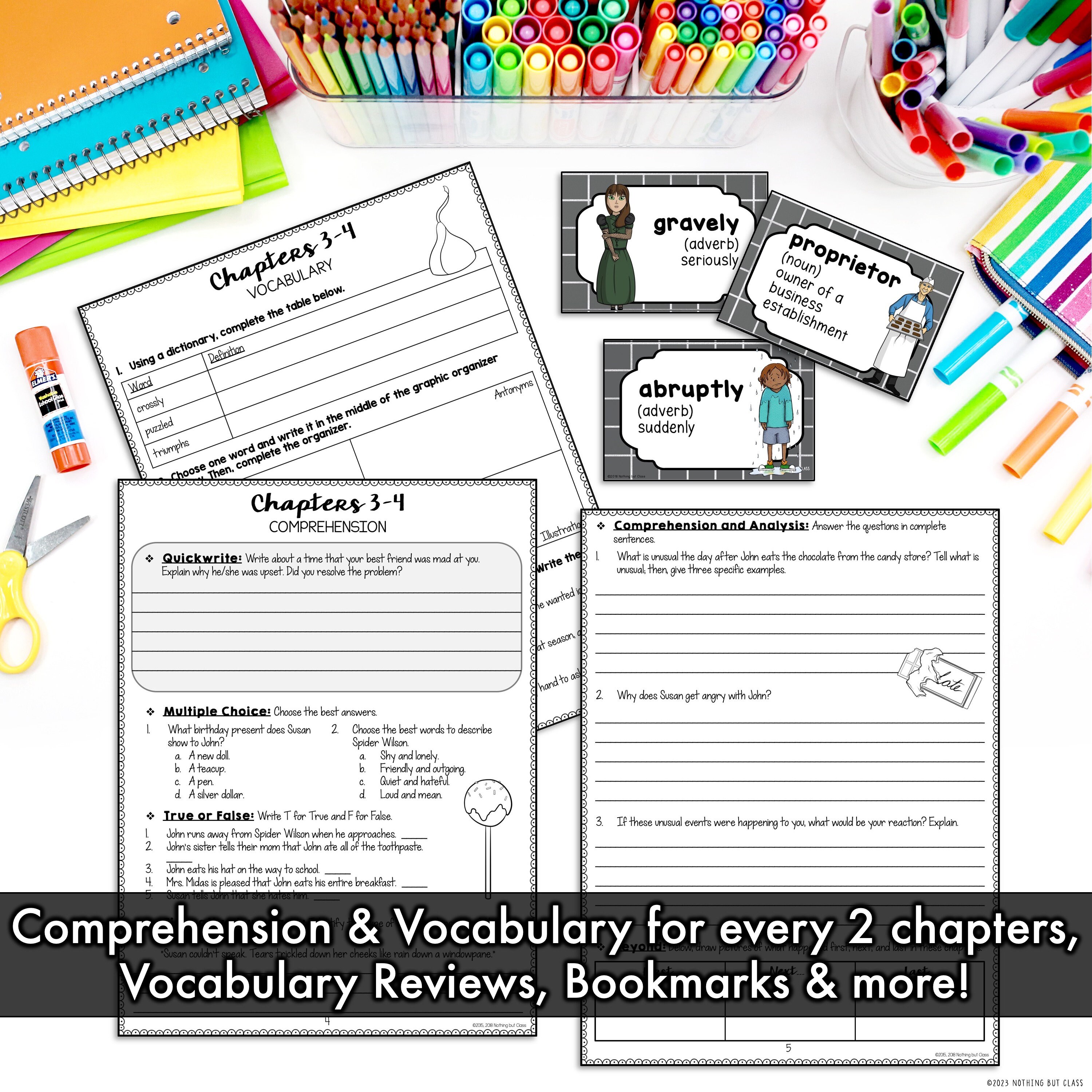 The Chocolate Touch Comprehension and Vocabulary by Chapter Guided ...