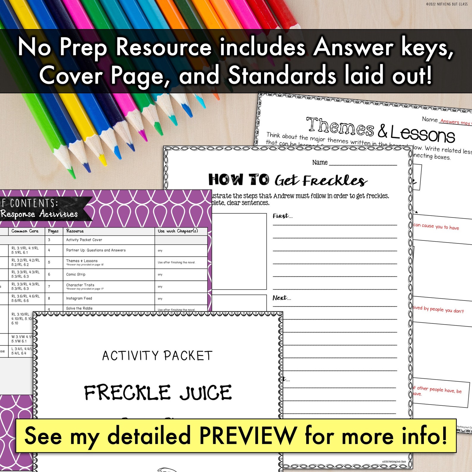 Freckle Juice | Reading Response Activities and Projects | Guided ...