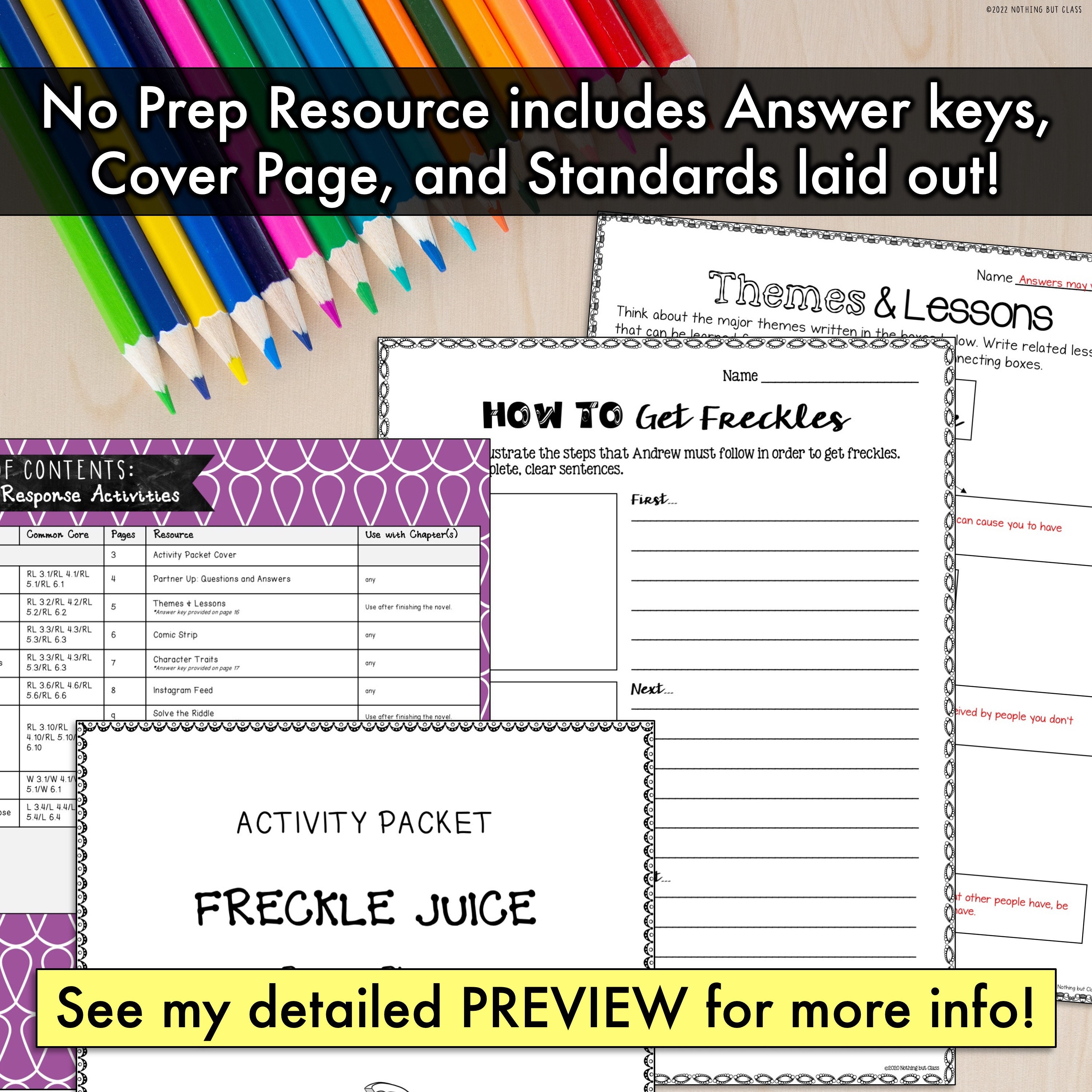 Freckle Juice | Reading Response Activities and Projects | Guided ...