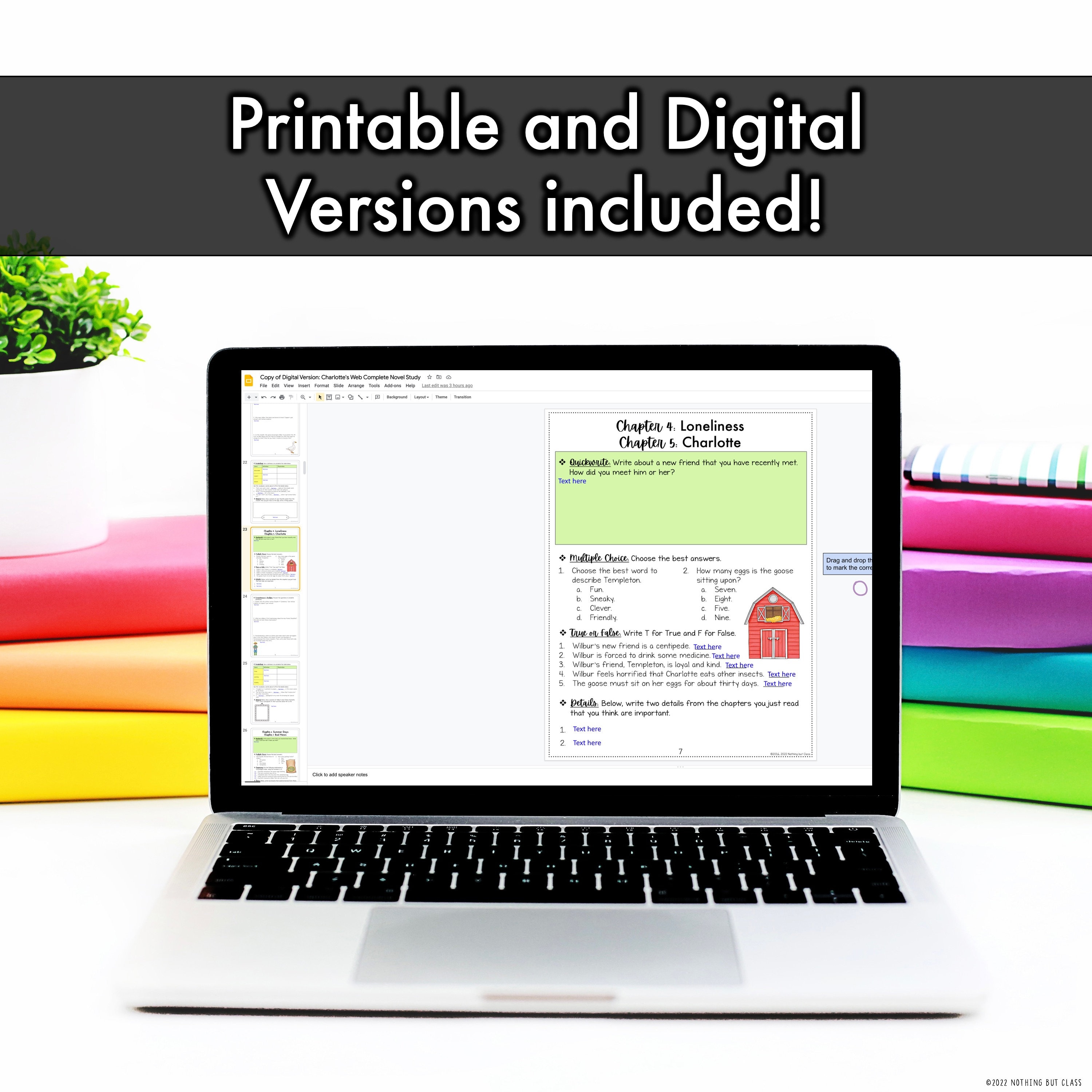 Charlotte's Web Novel Study Unit | Literature Guide | Comprehension ...