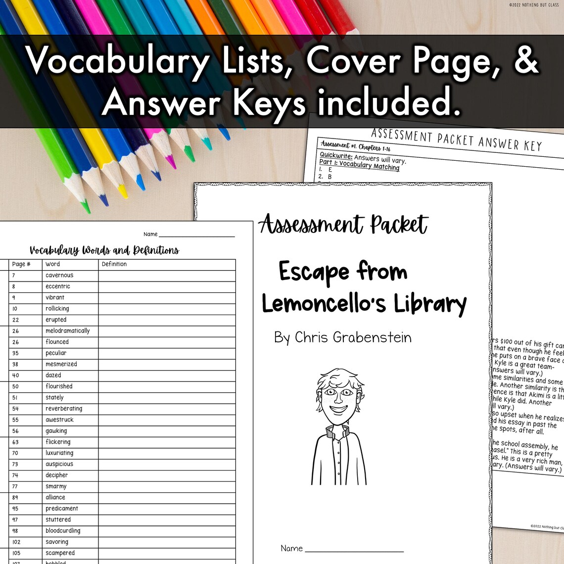Escape From Mr. Lemoncello's Library - Tests | Quizzes | Assessments ...
