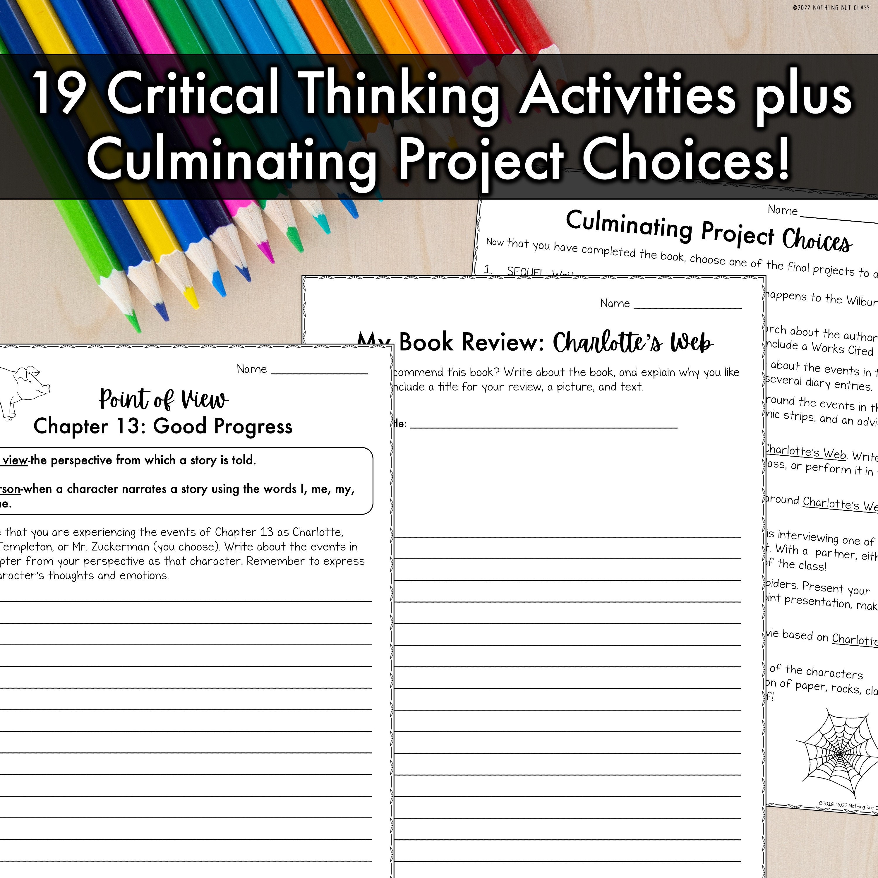 Charlotte's Web Reading Response Activities and Projects Guided Reading ...