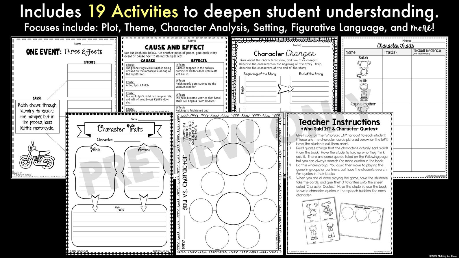 The Mouse and the Motorcycle Reading Response Activities and Projects ...