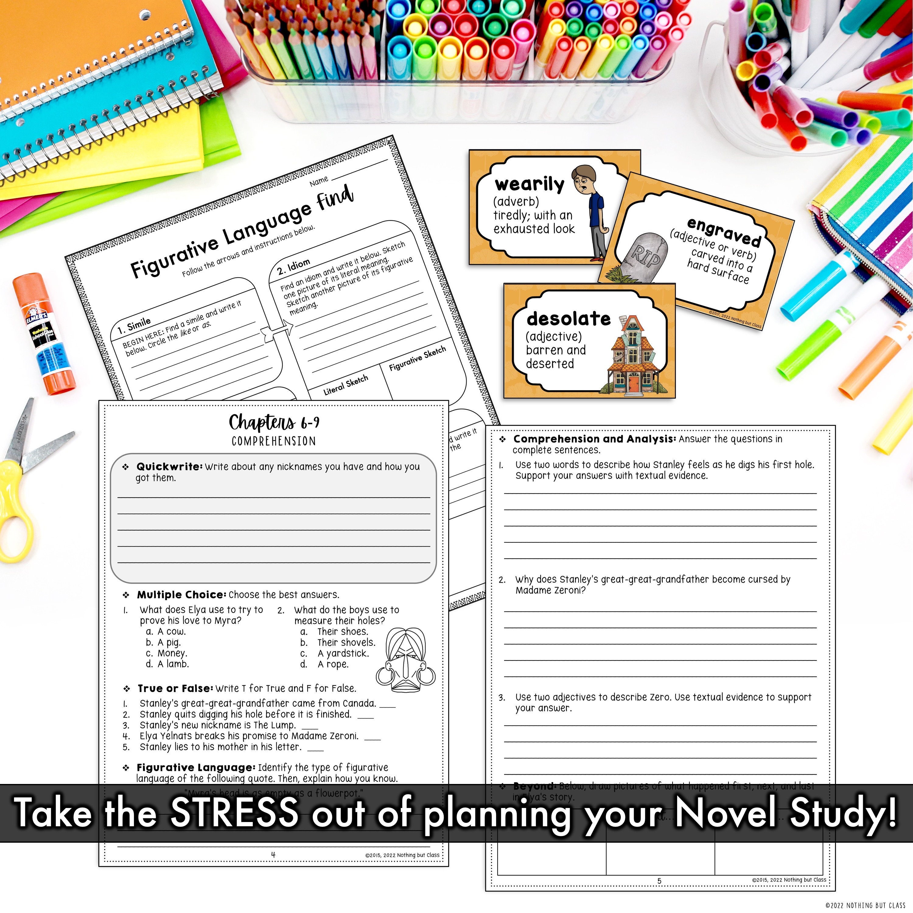 Holes Novel Study Unit | Literature Guide | Comprehension Worksheets ...