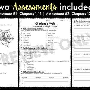 Charlotte's Web Tests | Quizzes | Assessments - Etsy