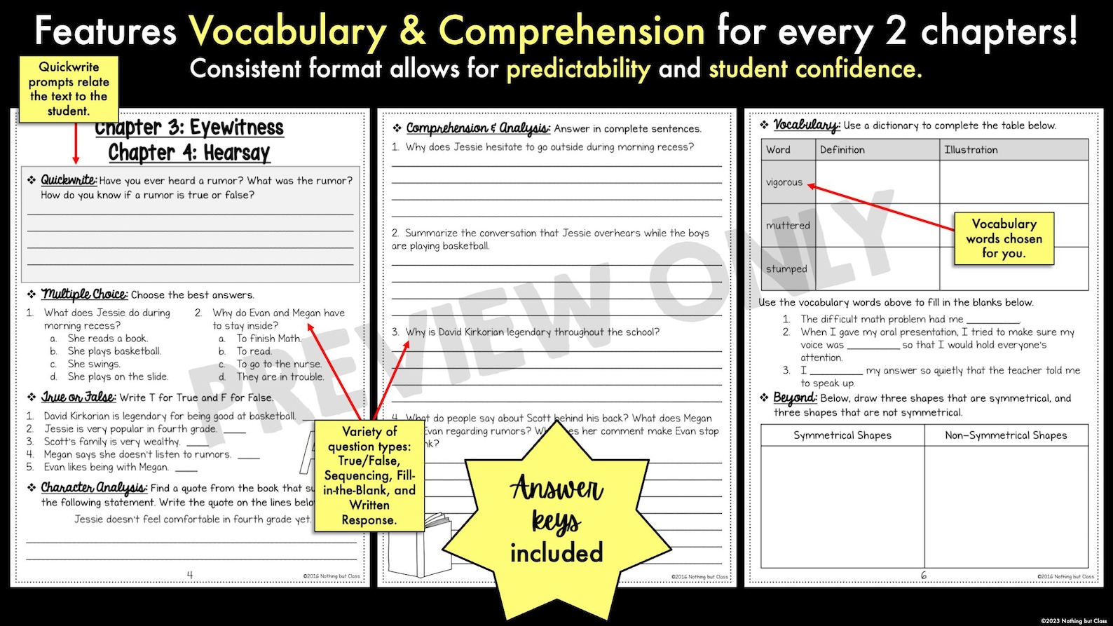 The Lemonade Crime | Comprehension and Vocabulary by Chapter | Guided ...