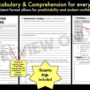 The Lemonade Crime | Comprehension and Vocabulary by Chapter | Guided ...