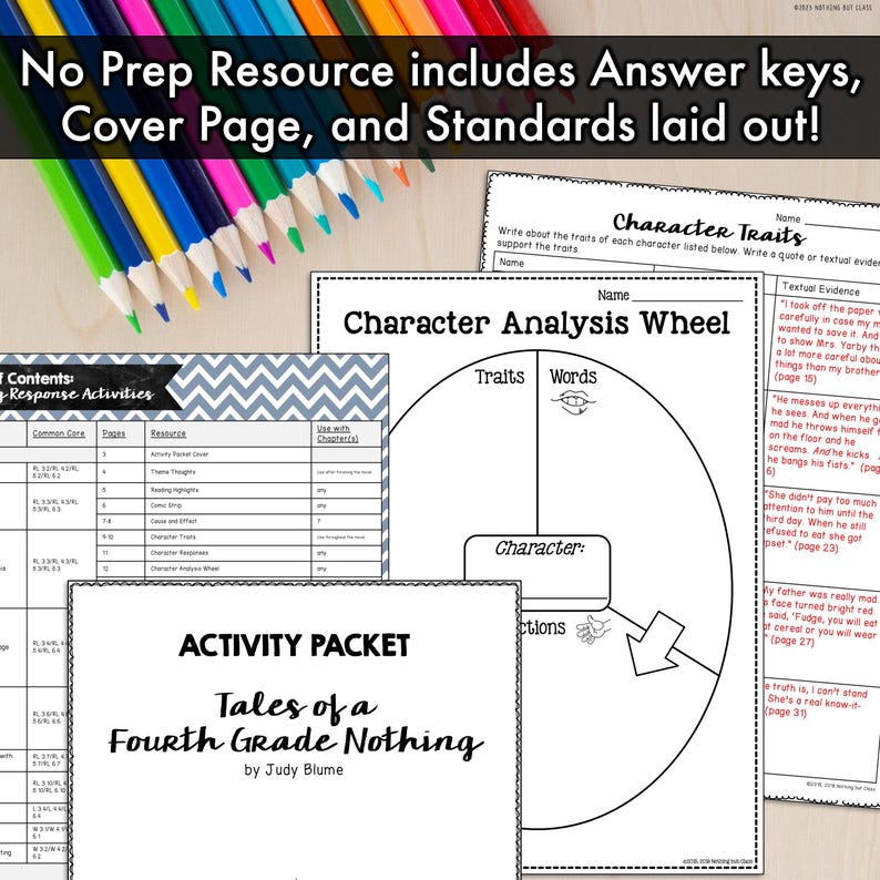 Tales of a Fourth Grade Nothing | Reading Response Activities and ...