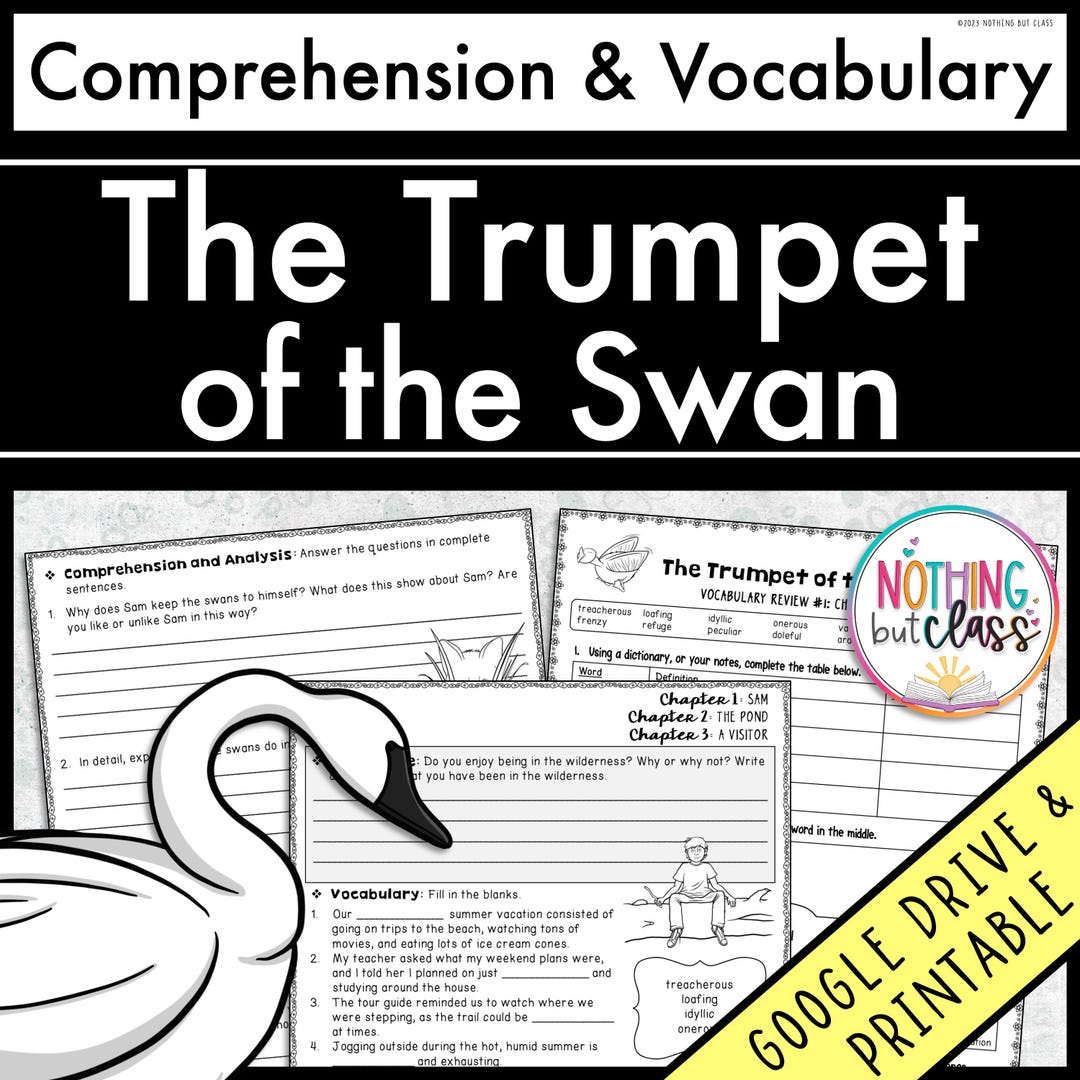 The Trumpet of the Swan | Comprehension and Vocabulary by Chapter ...