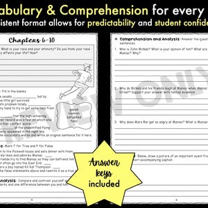 Maniac Magee | Comprehension and Vocabulary by Chapter | Guided Reading ...