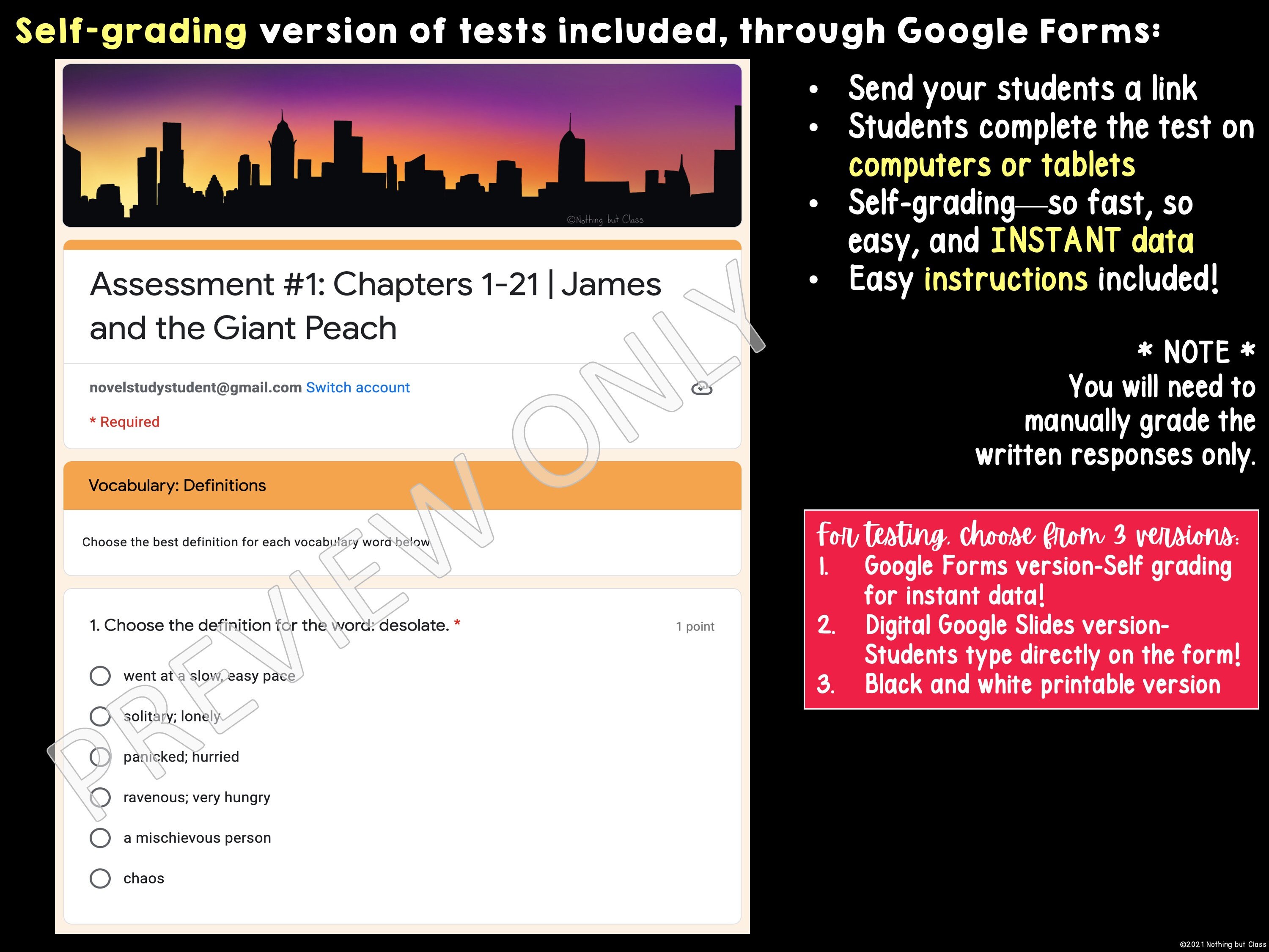 James and the Giant Peach Novel Study Unit Literature Guide ...