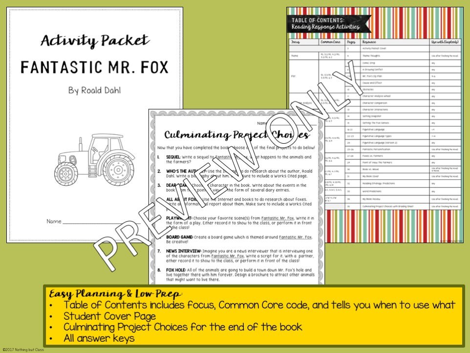 Fantastic Mr Fox Activities Year 2