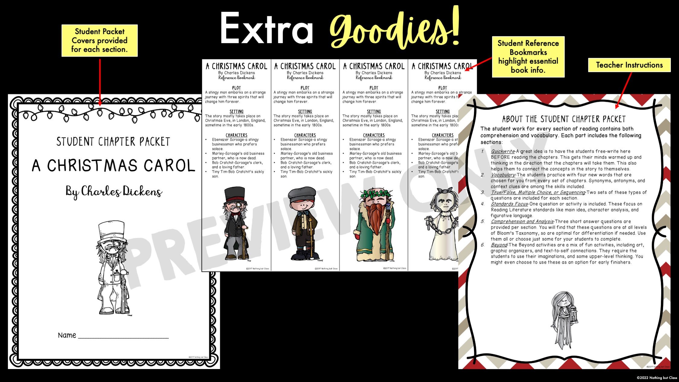 A Christmas Carol Comprehension and Vocabulary by Chapter Guided ...