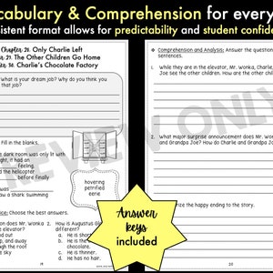 Charlie and the Chocolate Factory | Comprehension and Vocabulary by ...