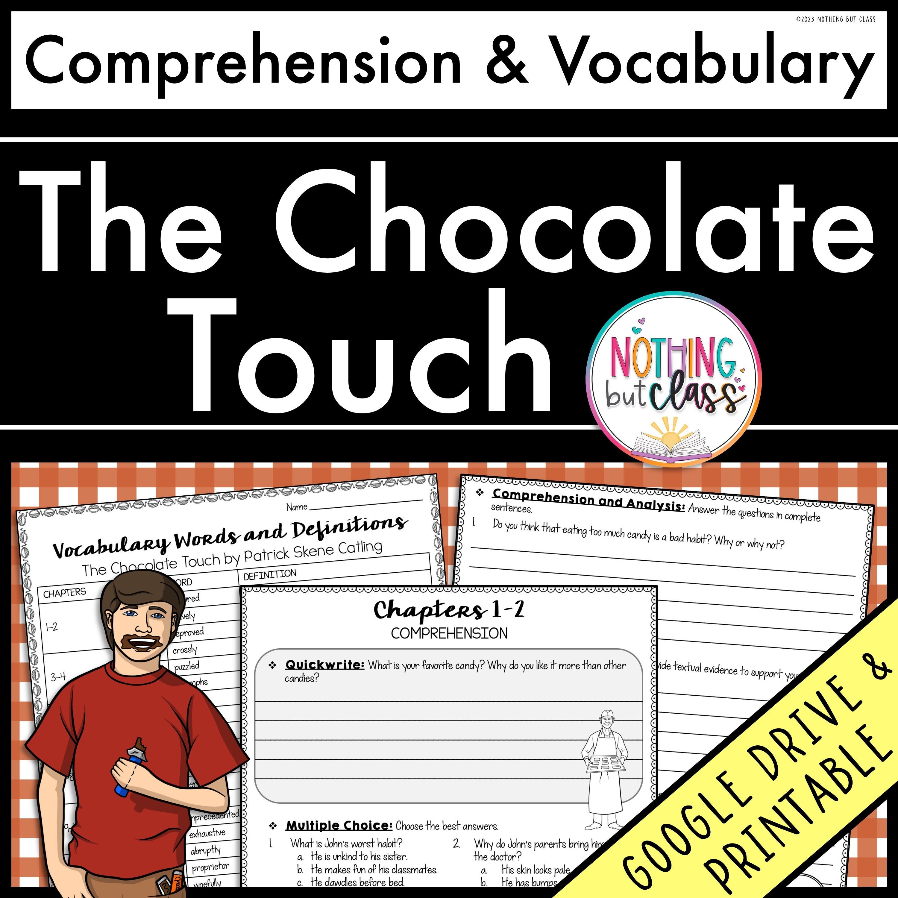 The Chocolate Touch | Comprehension and Vocabulary by Chapter | Guided ...