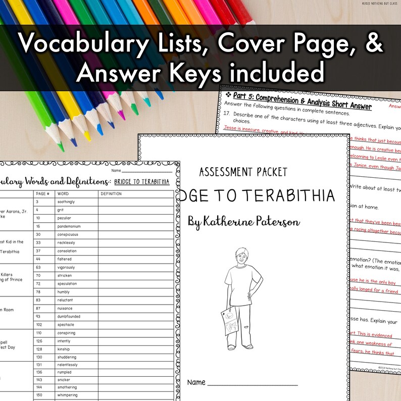 Bridge to Terabithia Tests | Quizzes | Assessments - Printables for ...