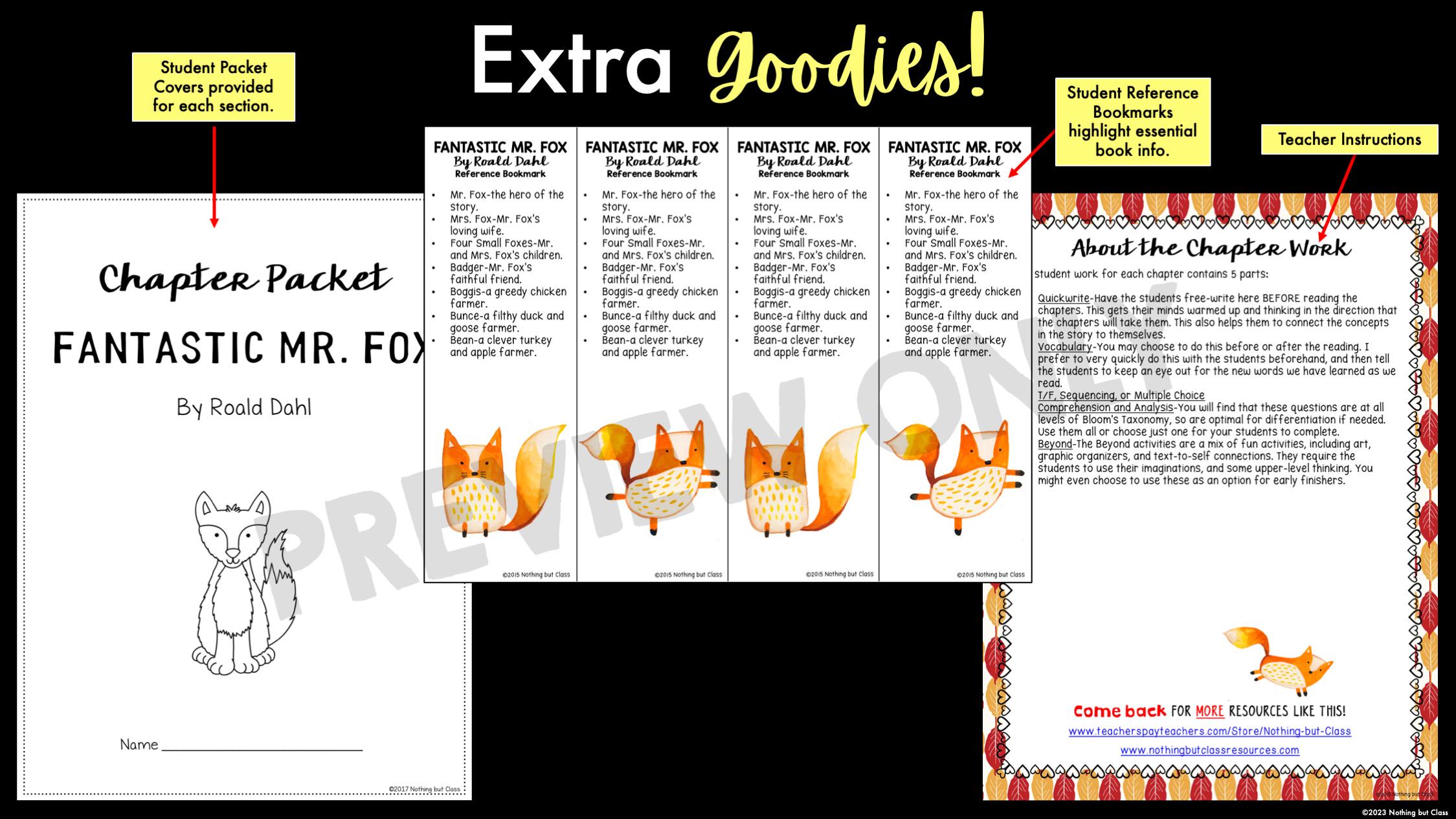 Fantastic Mr. Fox | Comprehension and Vocabulary by Chapter | Guided ...