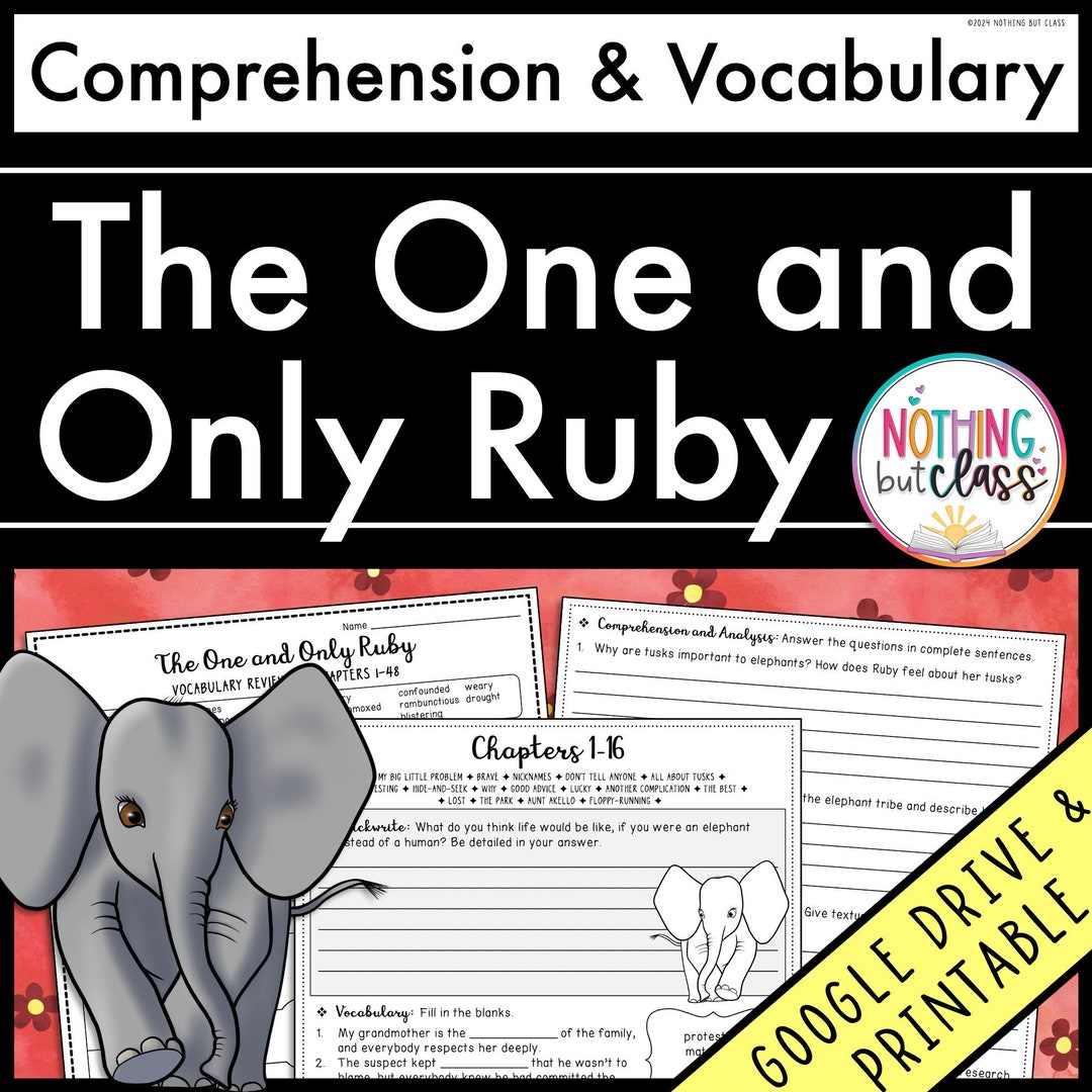 The One and Only Ruby | Comprehension and Vocabulary by Chapter ...