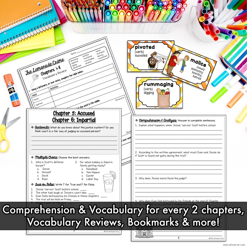 The Lemonade Crime | Comprehension and Vocabulary by Chapter | Guided ...