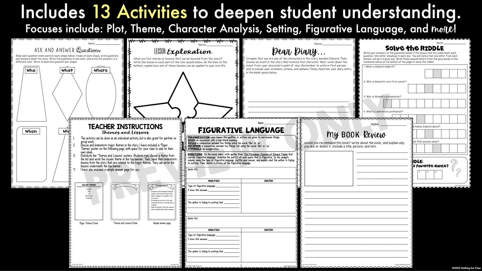 The Miraculous Journey of Edward Tulane Novel Study Unit | Literature ...