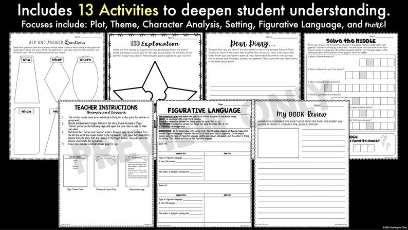 The Miraculous Journey of Edward Tulane Novel Study Unit | Literature ...