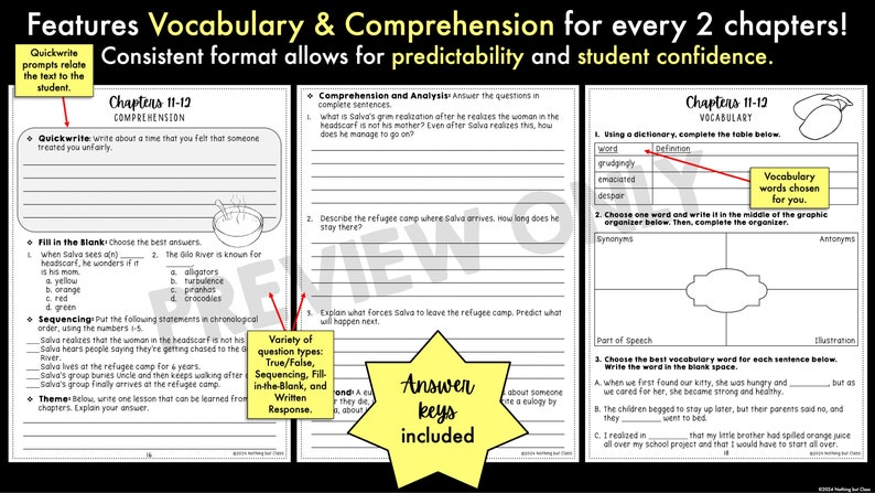 A Long Walk to Water | Comprehension and Vocabulary by Chapter | Guided ...
