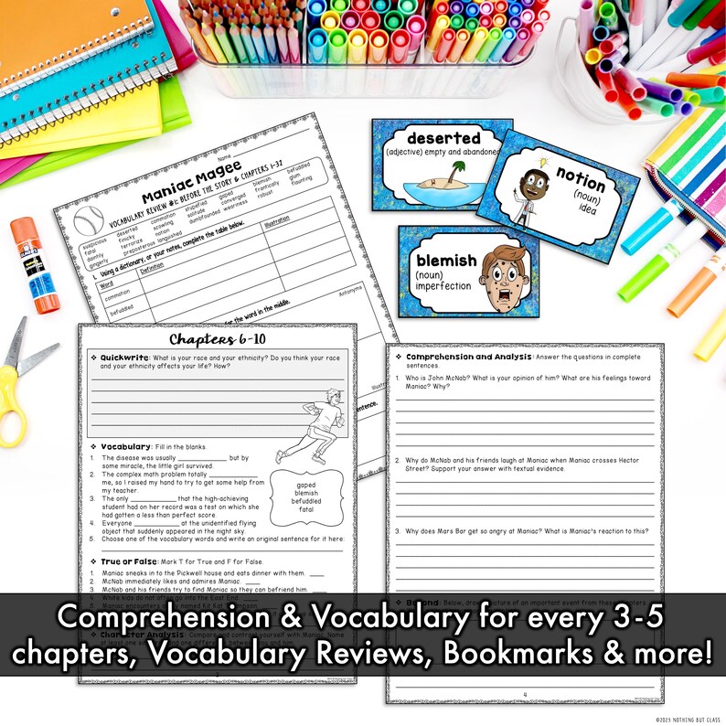 Maniac Magee | Comprehension and Vocabulary by Chapter | Guided Reading ...