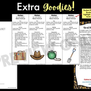 Holes | Comprehension and Vocabulary by Chapter | Guided Reading ...