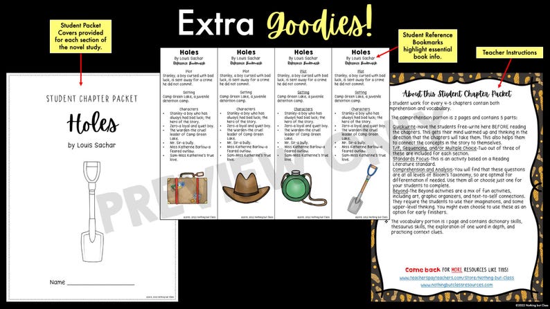 Holes | Comprehension and Vocabulary by Chapter | Guided Reading ...