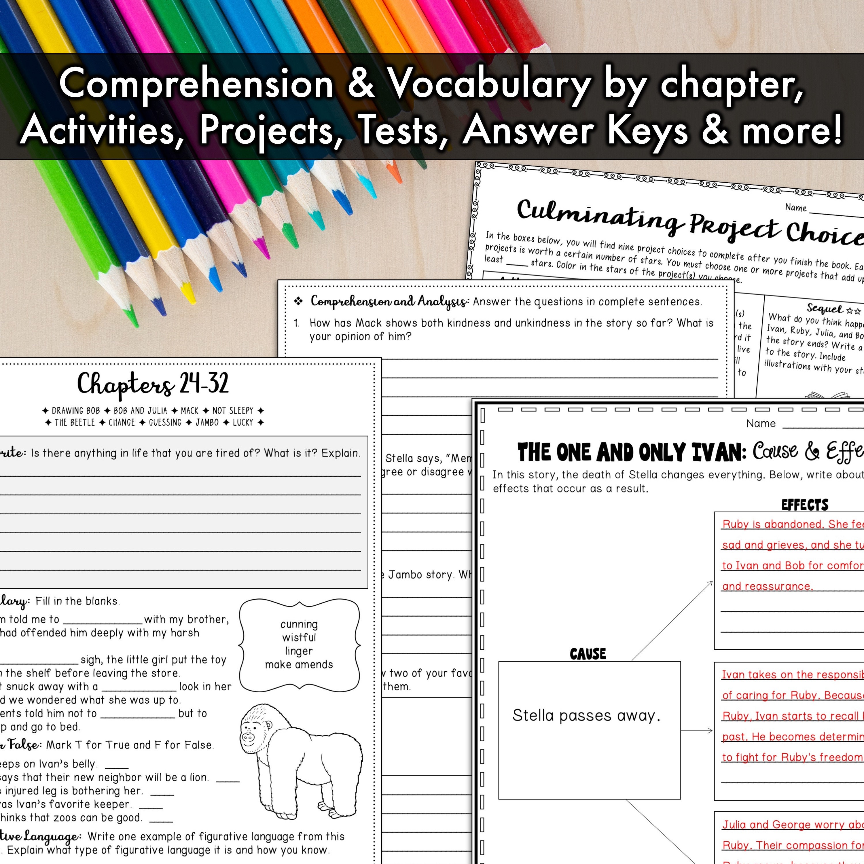The One and Only Ivan Novel Study Unit | Literature Guide ...