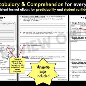 The Mouse and the Motorcycle | Comprehension and Vocabulary by Chapter ...