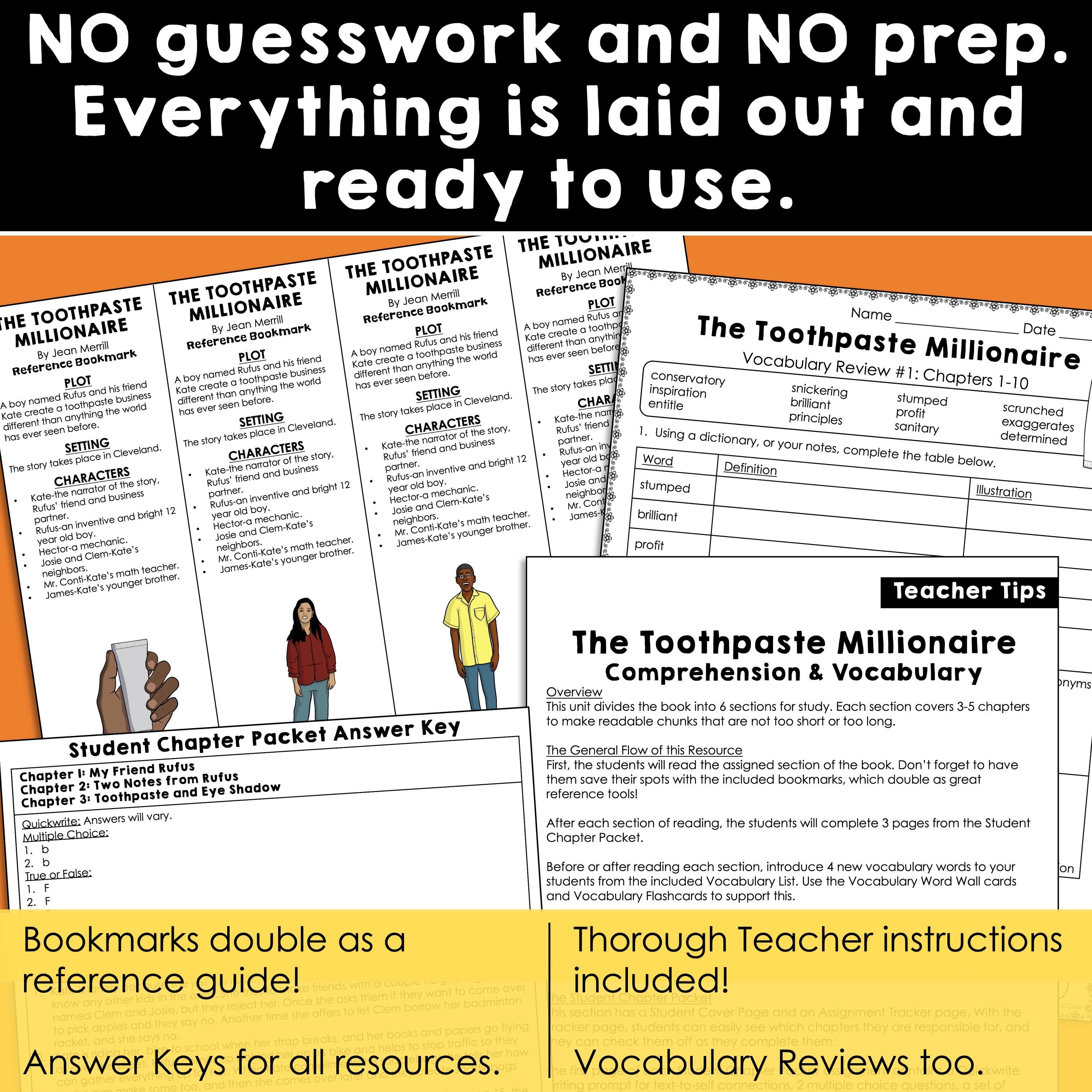 The Toothpaste Millionaire | Comprehension and Vocabulary by Chapter ...